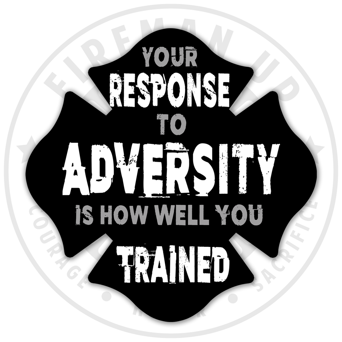 Origin - Adversity Maltese Black with Grey/White - 4" Sticker — Fireman Up