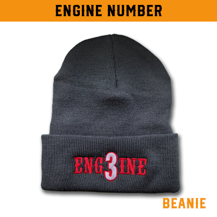 Engine Number Outlined Custom Beanie — Fireman Up