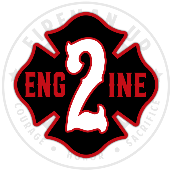Engine 2 Outline Number Maltese - 4" Sticker — Fireman Up