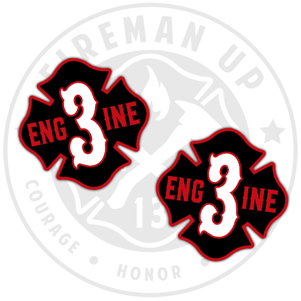 Engine 3 Outlined Number Maltese - 2" Sticker Pack — Fireman Up