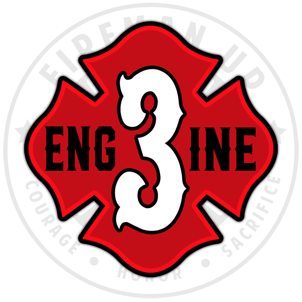 Engine 3 Outline Number Maltese - 4" Sticker — Fireman Up