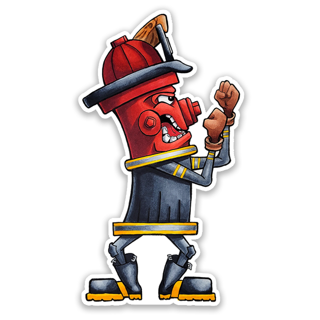 Fire "Fighter" Hydrant Sticker — Fireman Up