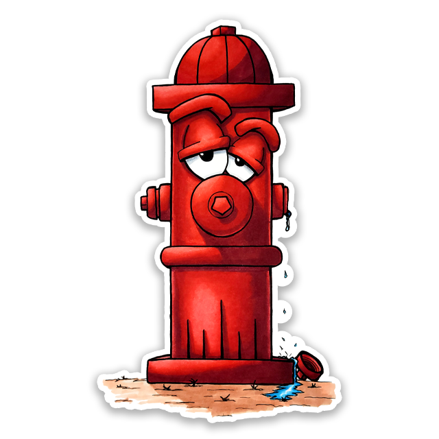 Sad Fire Hydrant Stickers — Fireman Up